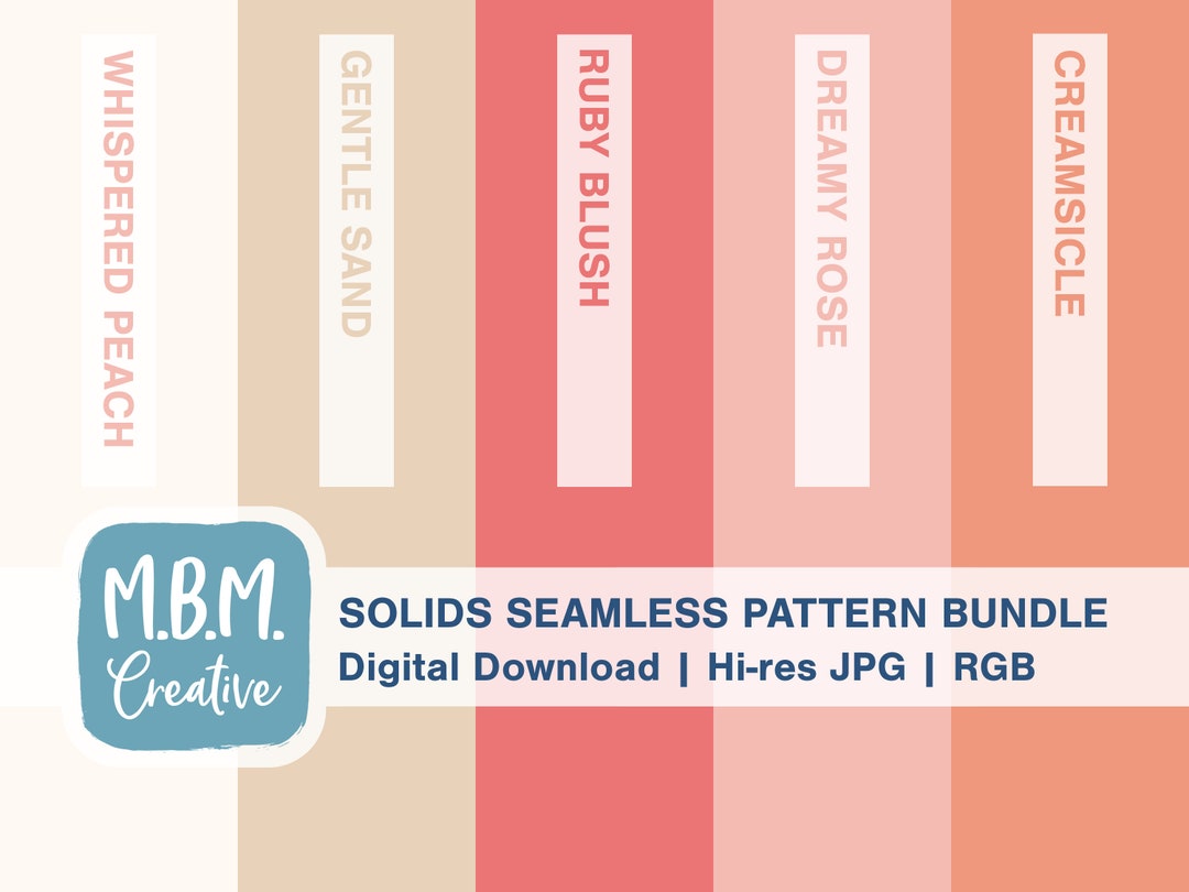Retro Romantic Set of 5 Solid Color Seamless Repeat Pattern, Vintage ...