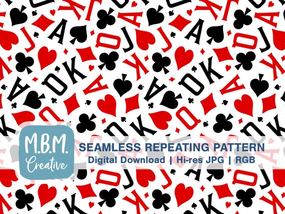 Tossed Suits Small Scale Seamless Repeat Pattern for | Etsy