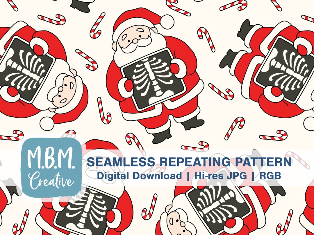 Santa X-ray on Beige Seamless Repeat Pattern Commercial Use, Medical ...
