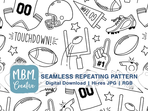 Football Line Art Seamless Repeat Pattern for Commercial Use - Etsy