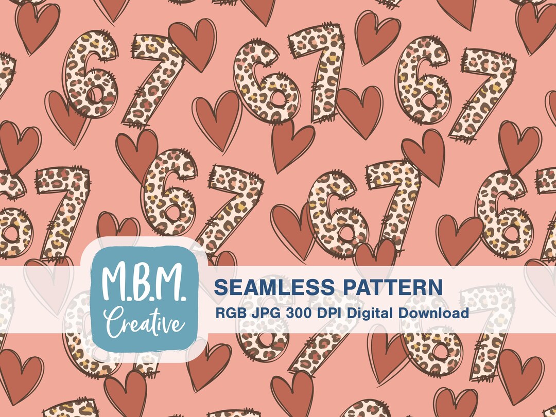 6 7 Leopard Print With Hearts Seamless Repeating Pattern, Cute Trendy ...