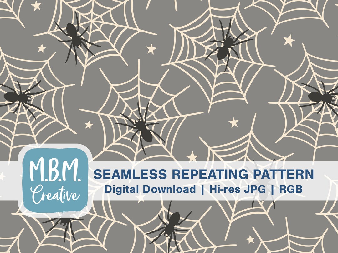 Spider Webs on Gray With Stars Seamless Repeat Pattern Commercial Use ...