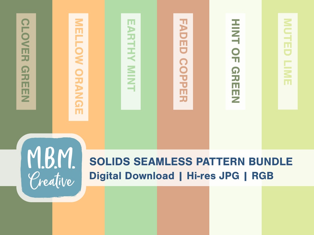 Retro Shamrock Set of 6 Solid Color Seamless Repeat Pattern, Green ...