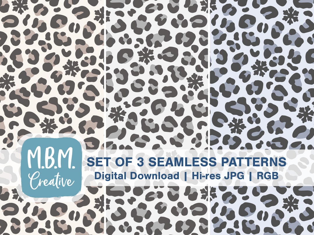 Snow Leopard Print With Hidden Snowflakes Seamless Repeat Pattern 3 ...