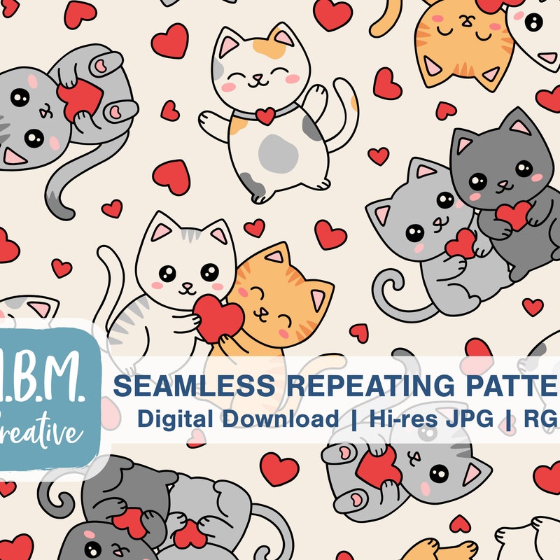 Kitty Seamless Pattern - Etsy