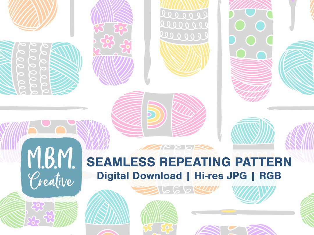 Doodle Crochet: Pastels on White Seamless Repeat Pattern for Commercial ...