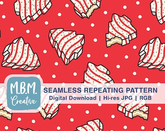 Christmas Tree Cakes on Pink Seamless Repeat Pattern Commercial Use ...