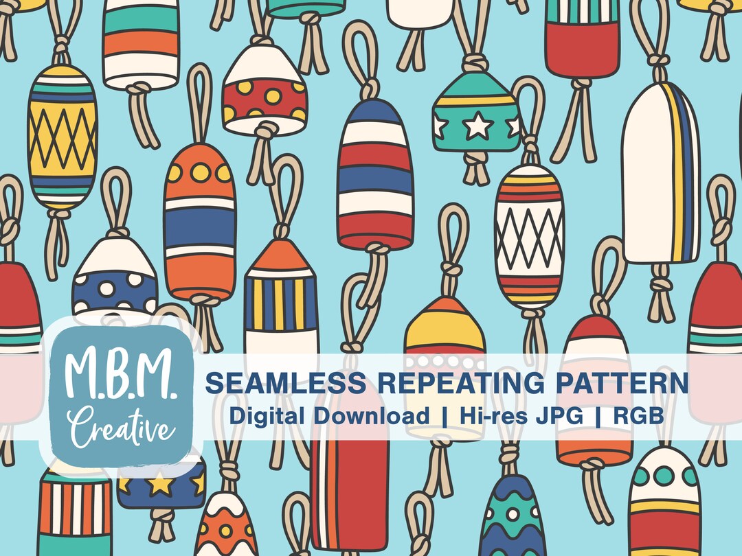 Lobster Buoys Seamless Repeat Pattern for Commercial Use, Decorative ...