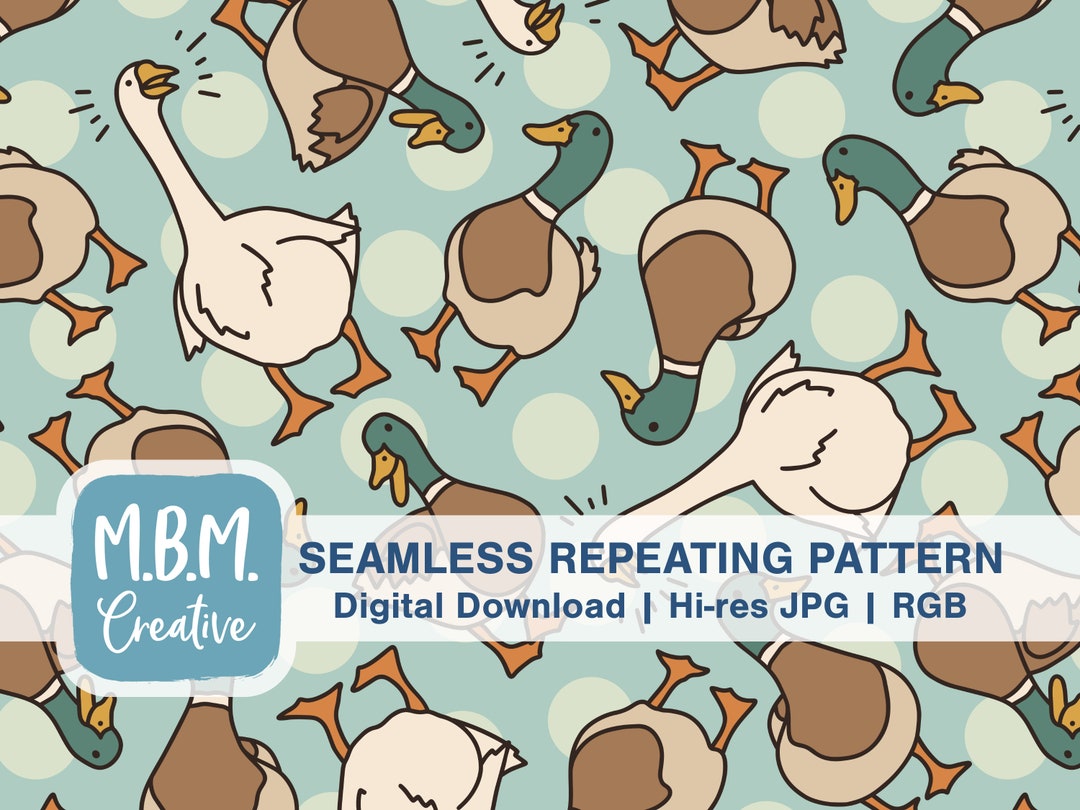 Duck...duck...duck...goose! on Muted Teal Seamless Repeat Pattern ...