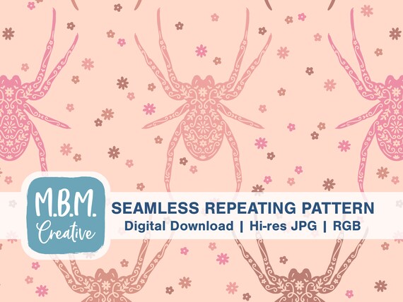 Pretty Spiders in Pink & Brown Seamless Repeat Pattern - Etsy