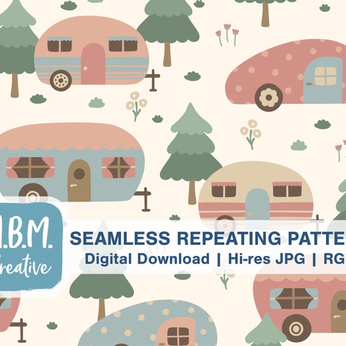 Campers / Cute Campers / Seamless Pattern / Digital File / - Etsy