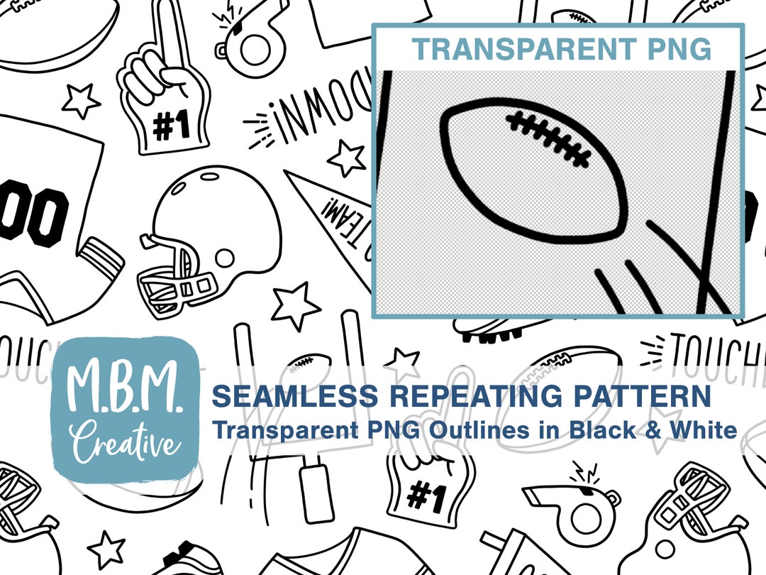 American Football Line Art Outlines With Transparent Background PNG ...