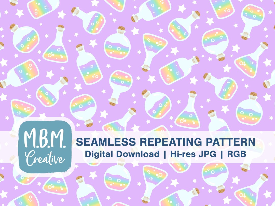 Rainbow Potion Seamless Repeat Pattern for Commercial Use - Etsy UK