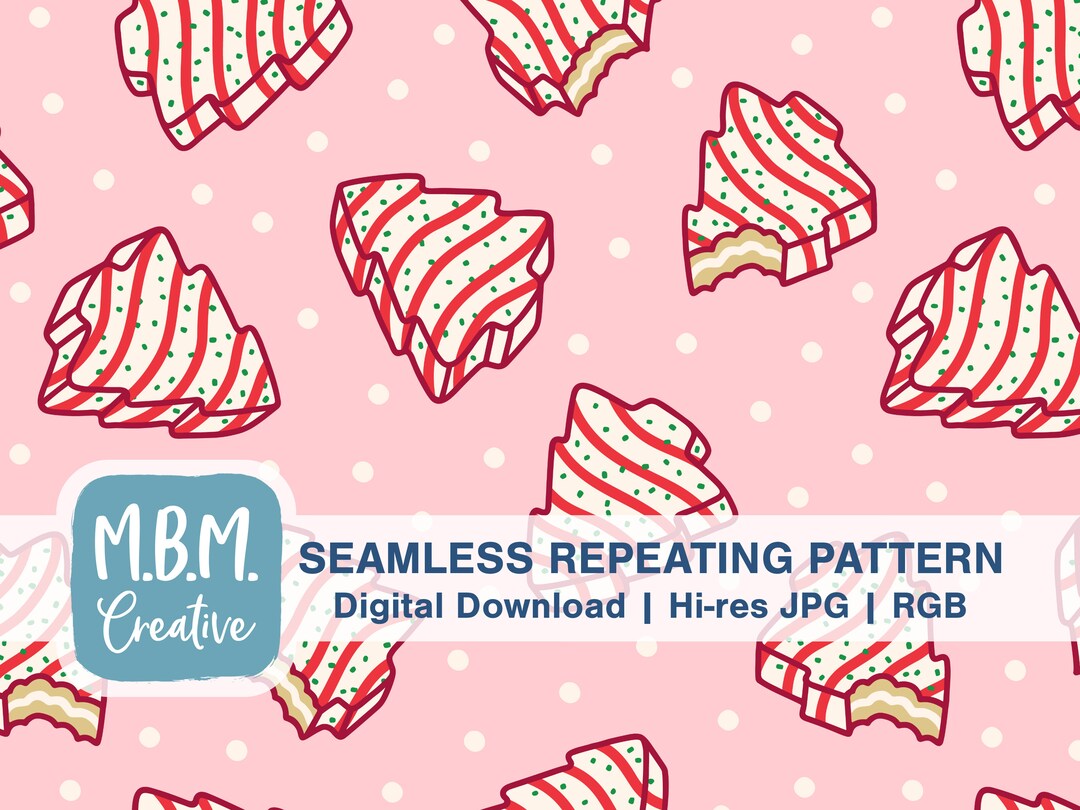Christmas Tree Cakes on Pink Seamless Repeat Pattern Commercial Use ...