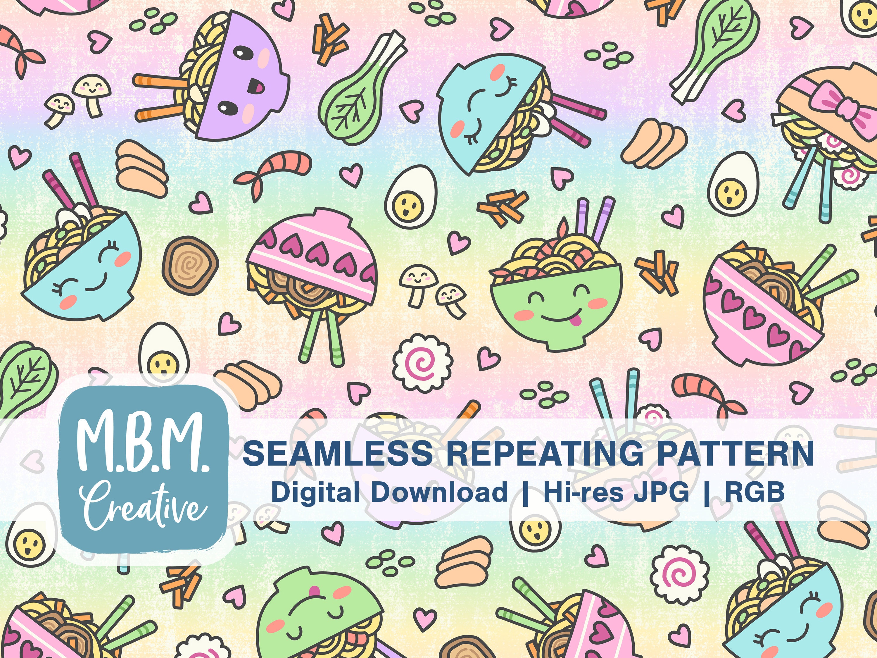 Kawaii Ramen Seamless Repeat Pattern for Commercial Use Cute | Etsy