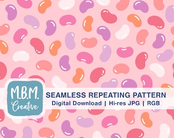 Jelly Bean Candy Repeat Pattern on White for Commercial Use | Etsy