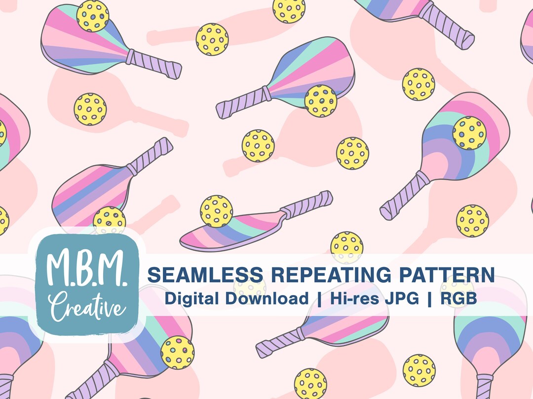 Retro Pickleball on Pink Seamless Repeat Pattern for Commercial Use ...
