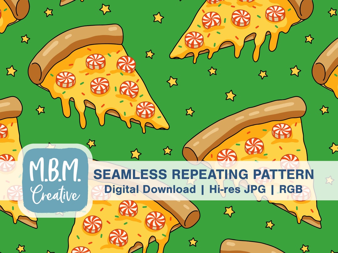 Peppermint Pizza on Green Seamless Repeat Pattern Commercial Use, Kids ...