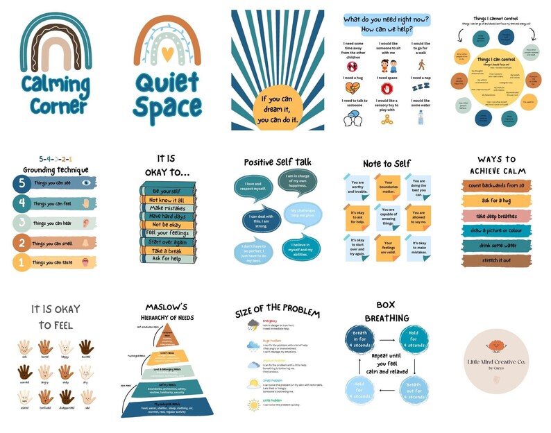 Calming Corner Poster Set - Toasted Blue - Etsy