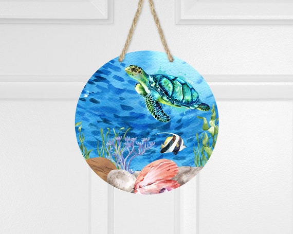 Sea Turtle Round Digital Sea Turtle Car Coaster Round - Etsy