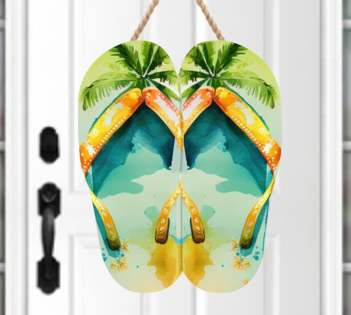 Beach Double Flip Flop Palm Tree Wall Hangers, Earrings, Tier Tray ...