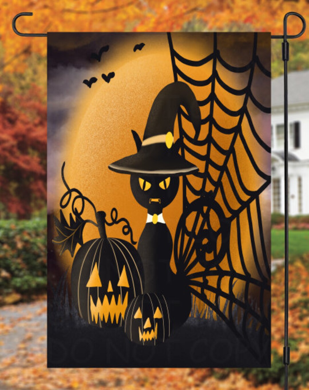 Halloween Cat Flag Digital Design, Halloween Garden Flags, Halloween ...