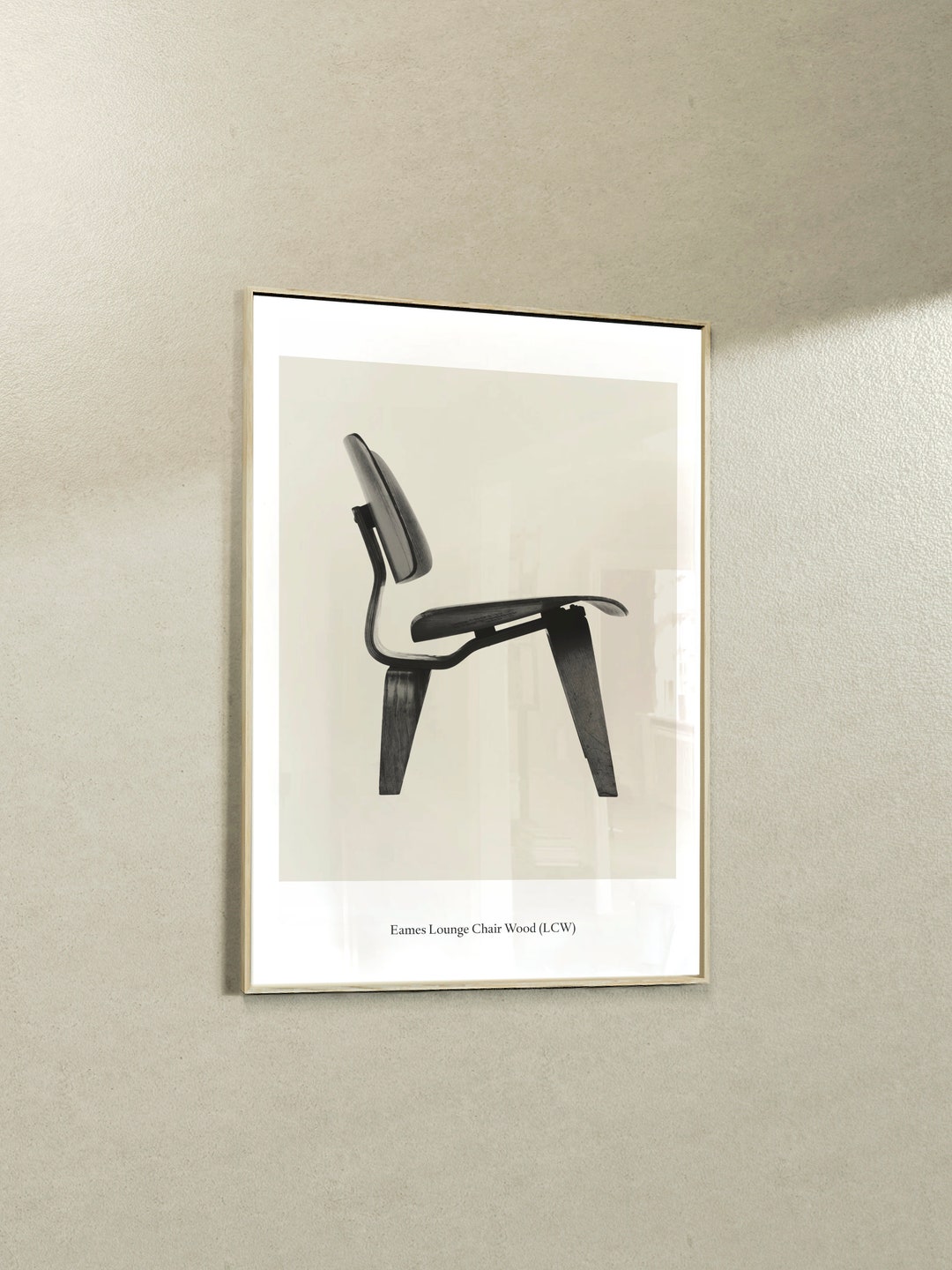 Mid Century Chair Print, Eames LCW Chair Print, Minimalist Monochrome ...