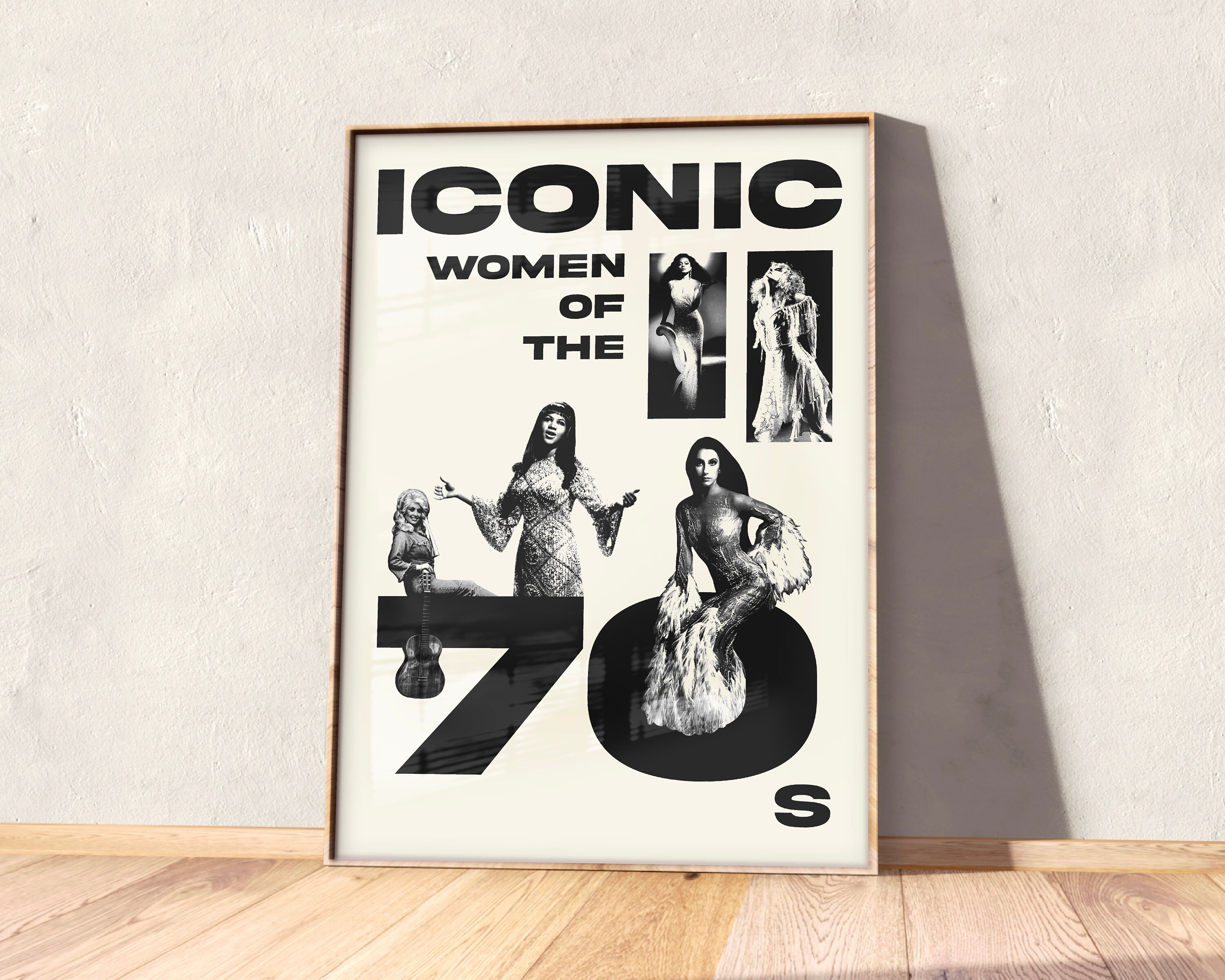 Iconic Women of the 70s Print, Vintage 70s Music Print, Gifts for Her ...