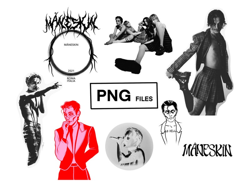 Måneskin Stickers Clipart Bundle PNG File JPG SVG Icon Pdf Instant ...