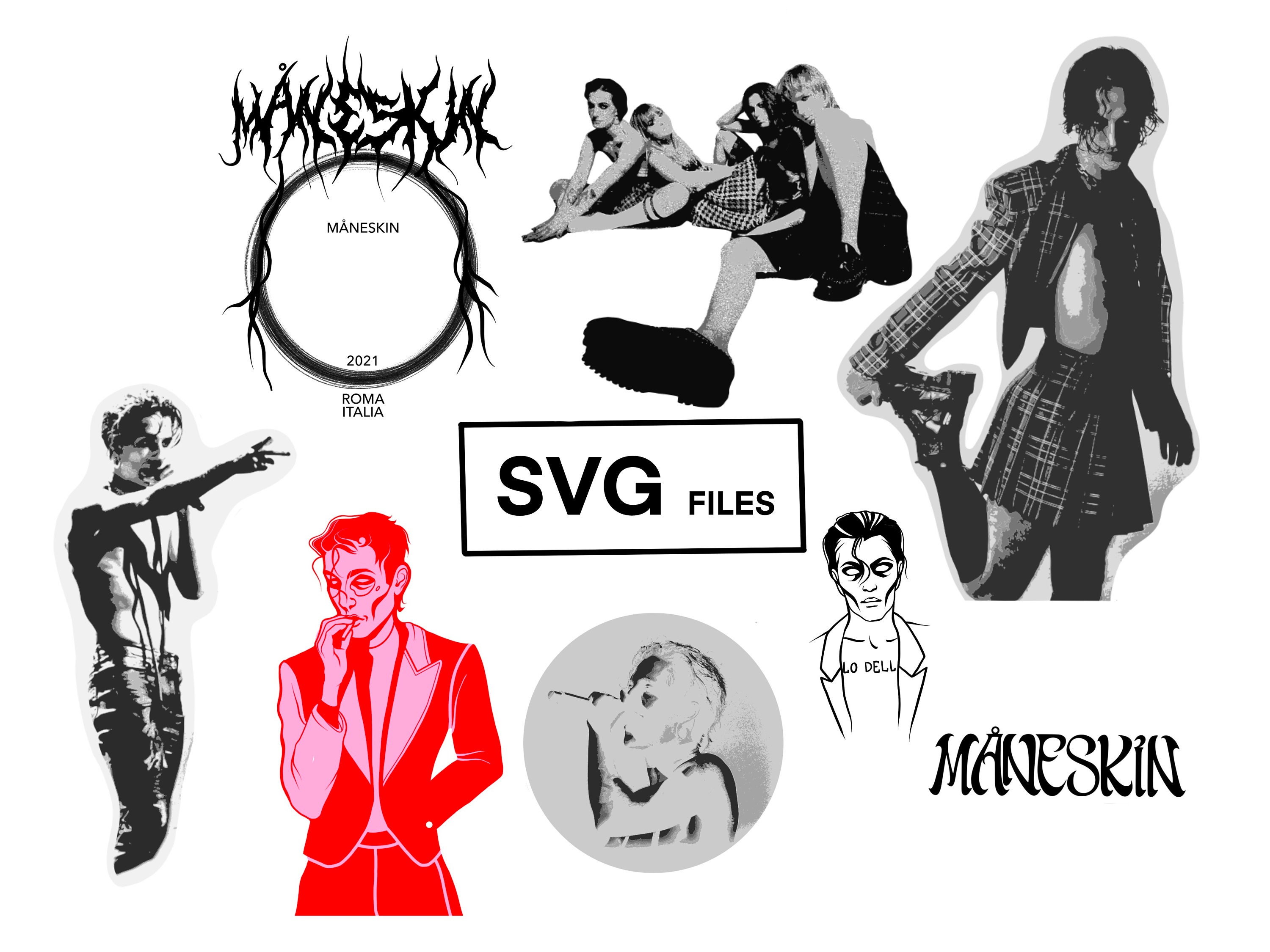 Måneskin Stickers Clipart Bundle PNG File JPG SVG Icon Pdf - Etsy Israel