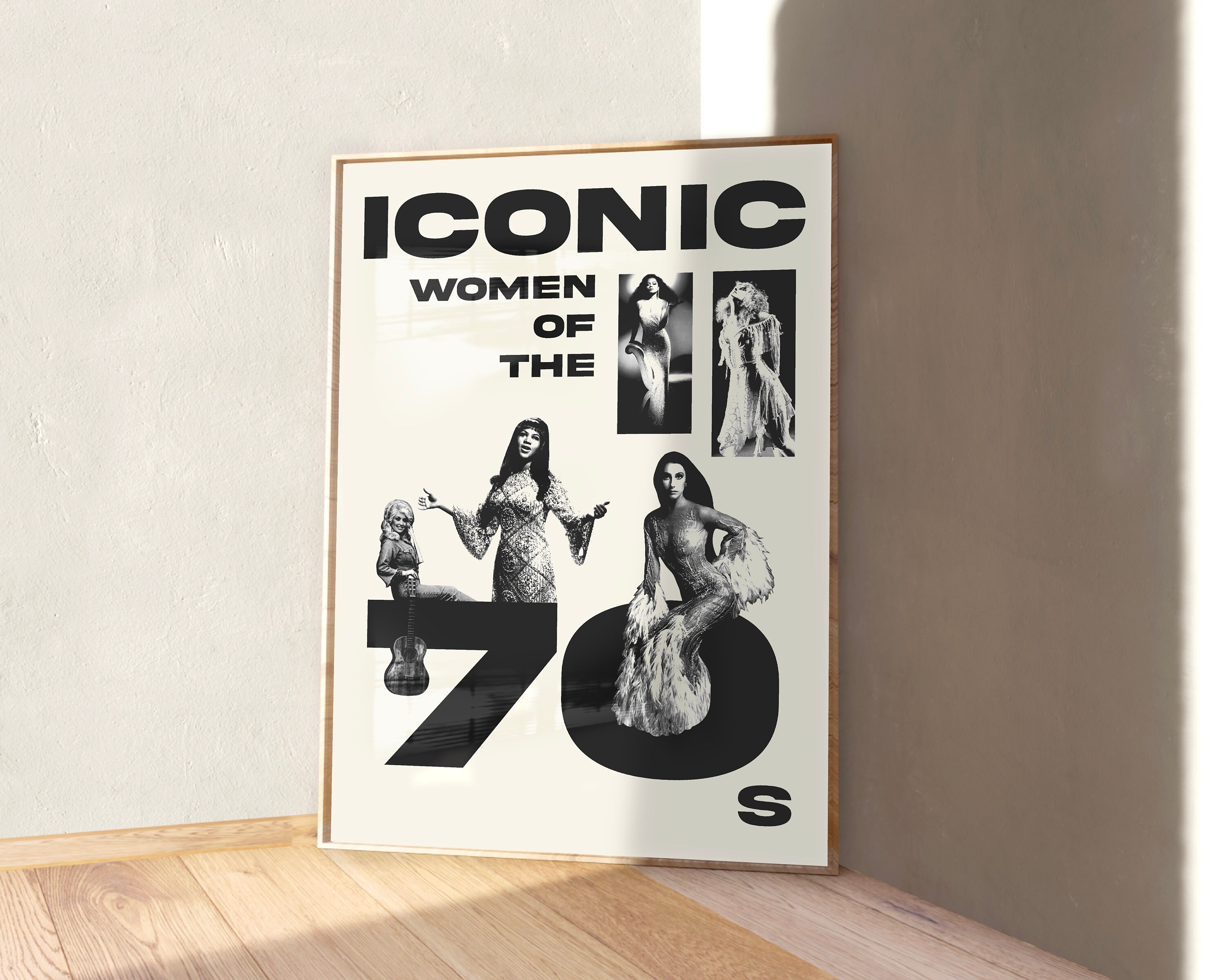 Iconic Women of the 70s Print, Vintage 70s Music Print, Gifts for Her ...