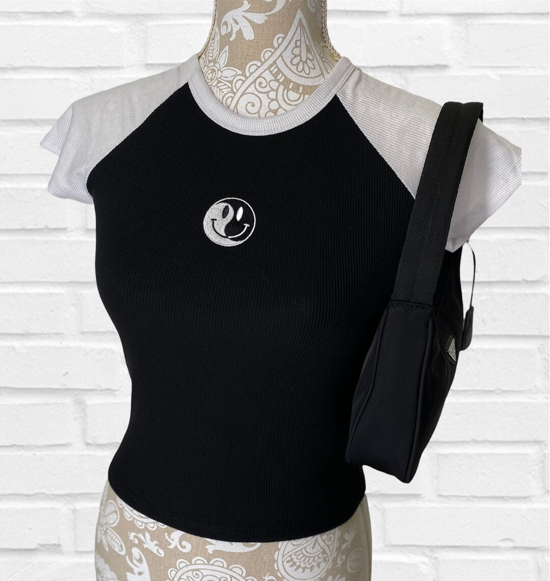 Smiley Face Yin and Yang Embroidered Top Shirt - Etsy