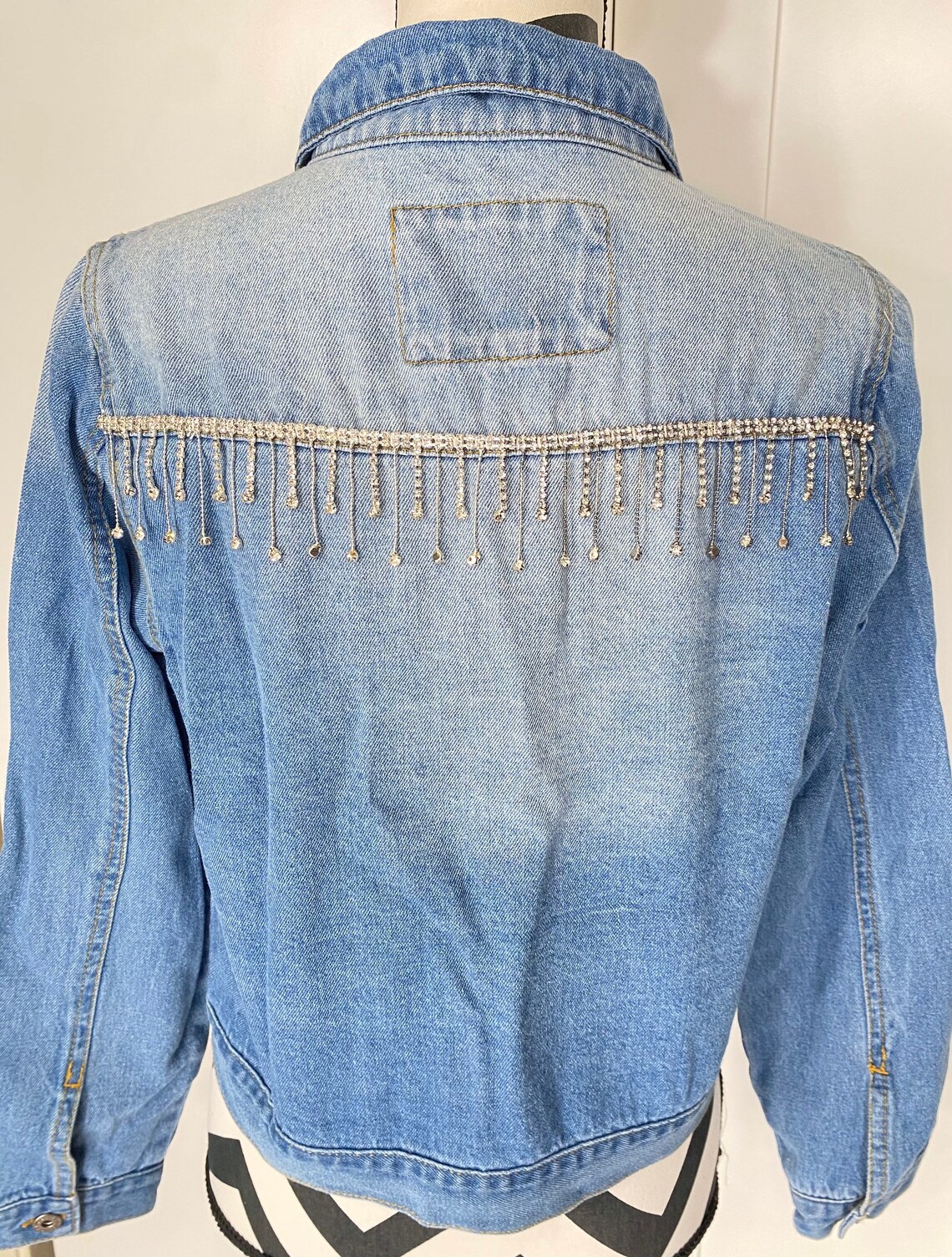 Rhinestone Bling Blue Denim Jacket - Etsy