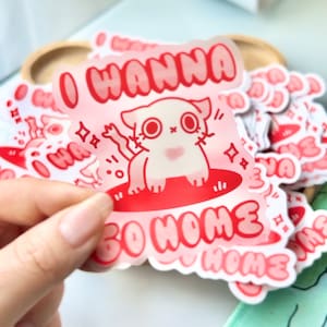 Clear Transparent Vinyl Sticker I Wanna Go Home Kitten Cat Kawaii Cute ...