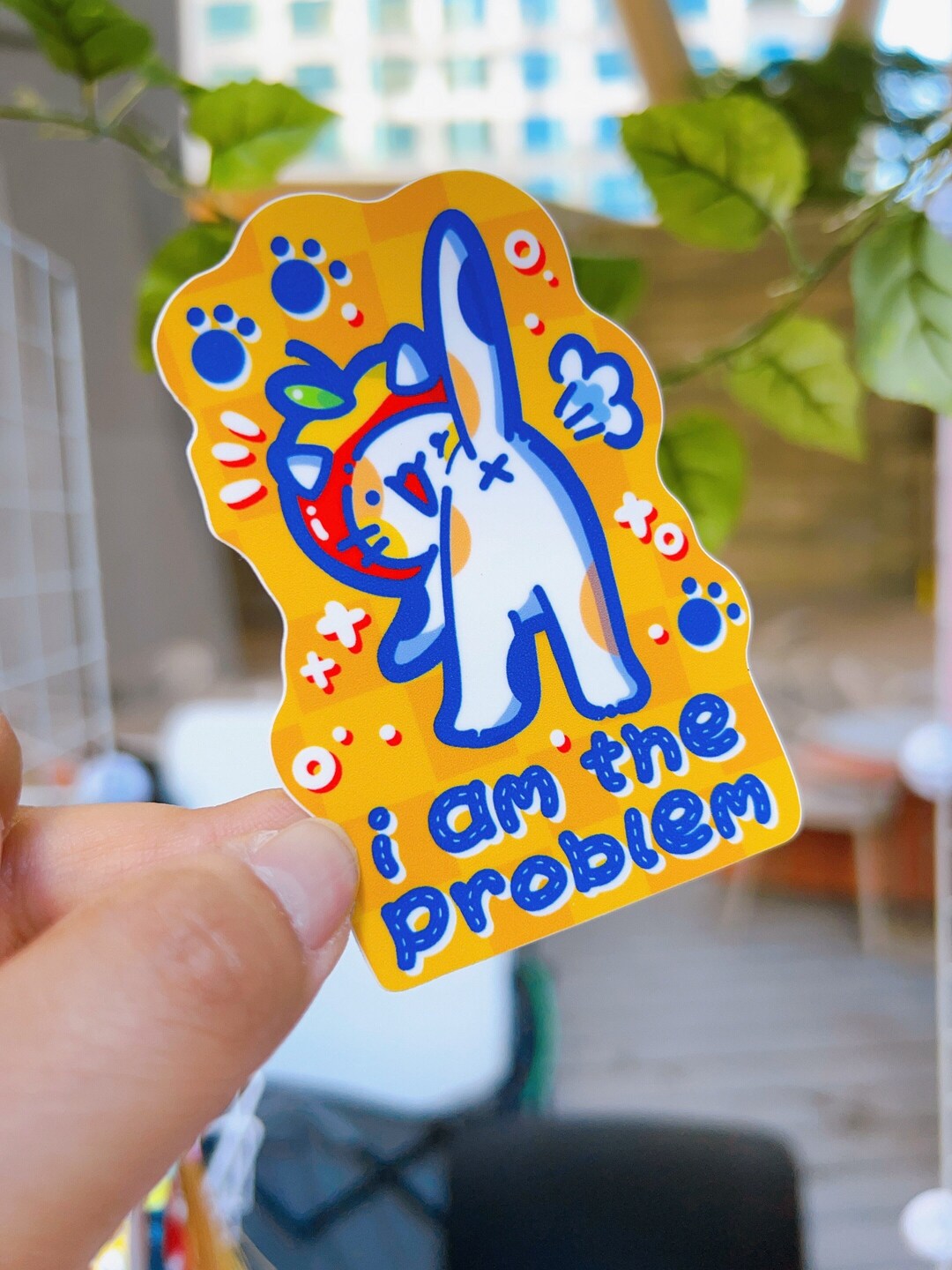 I Am the Problem Apple Cat Sticker - Funny Kawaii Glossy Vinyl - Etsy