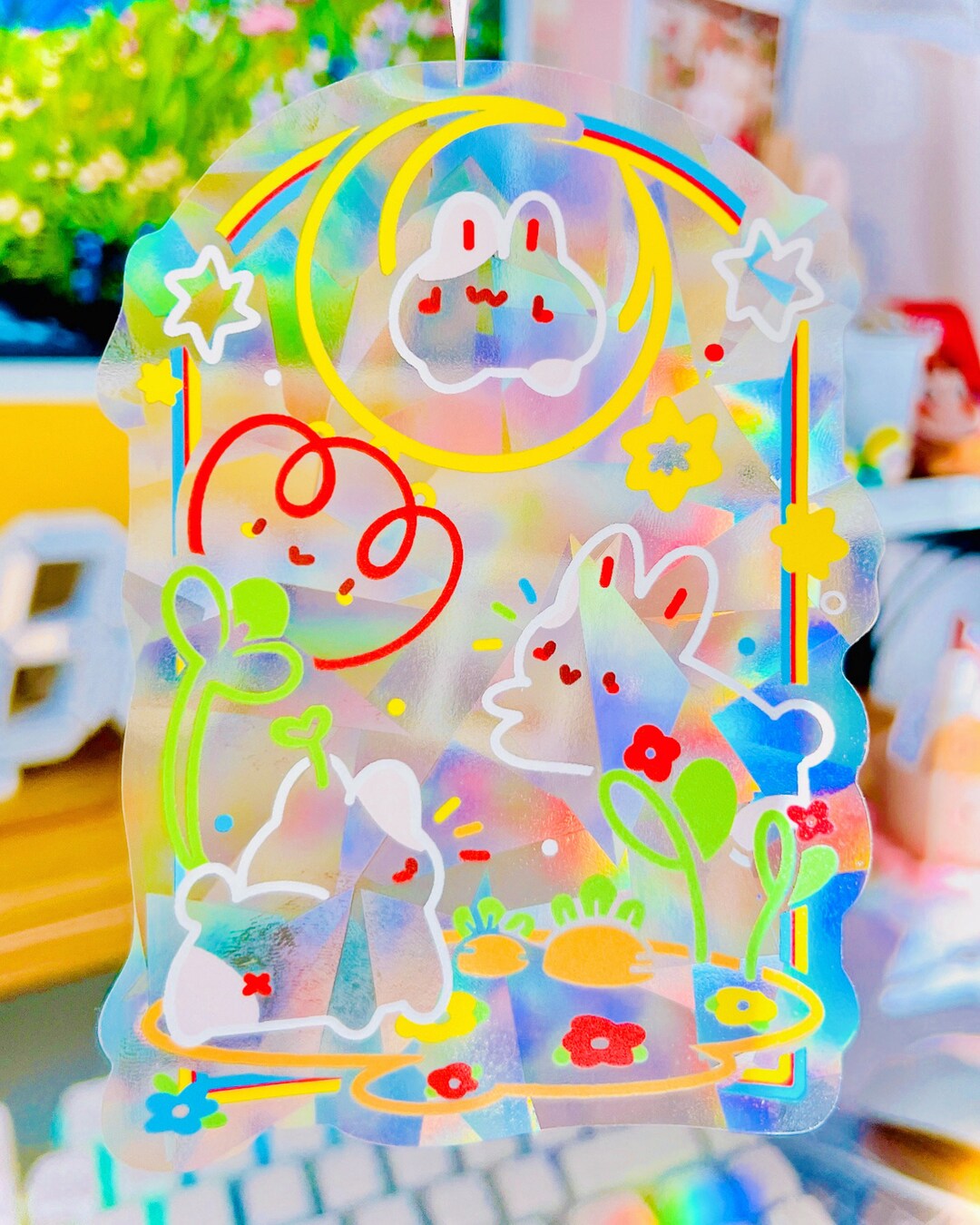 Kawaii Cute Bunny Window Suncatcher - Etsy