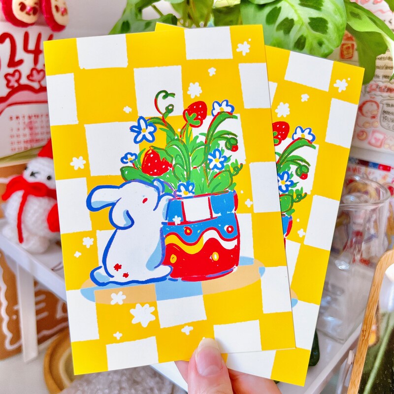 Rabbit Postcard - Etsy