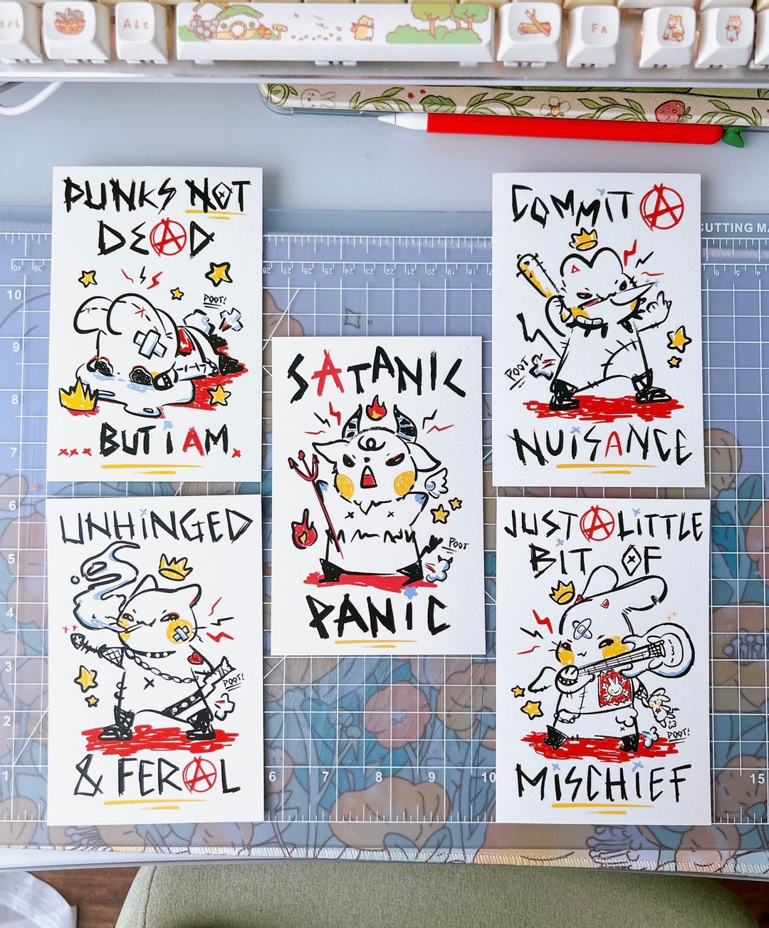 Punky Poots Punk Rock Cute Kawaii Art Prints Matte Cardstock Fart - Etsy