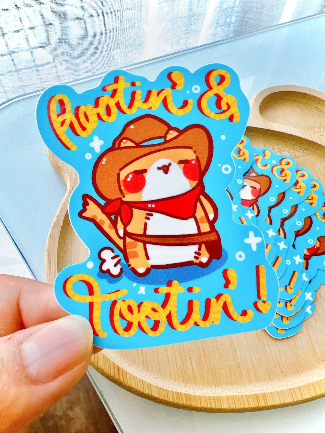 Rootin Tootin' Kitten Cowboy Vinyl Sticker - Etsy