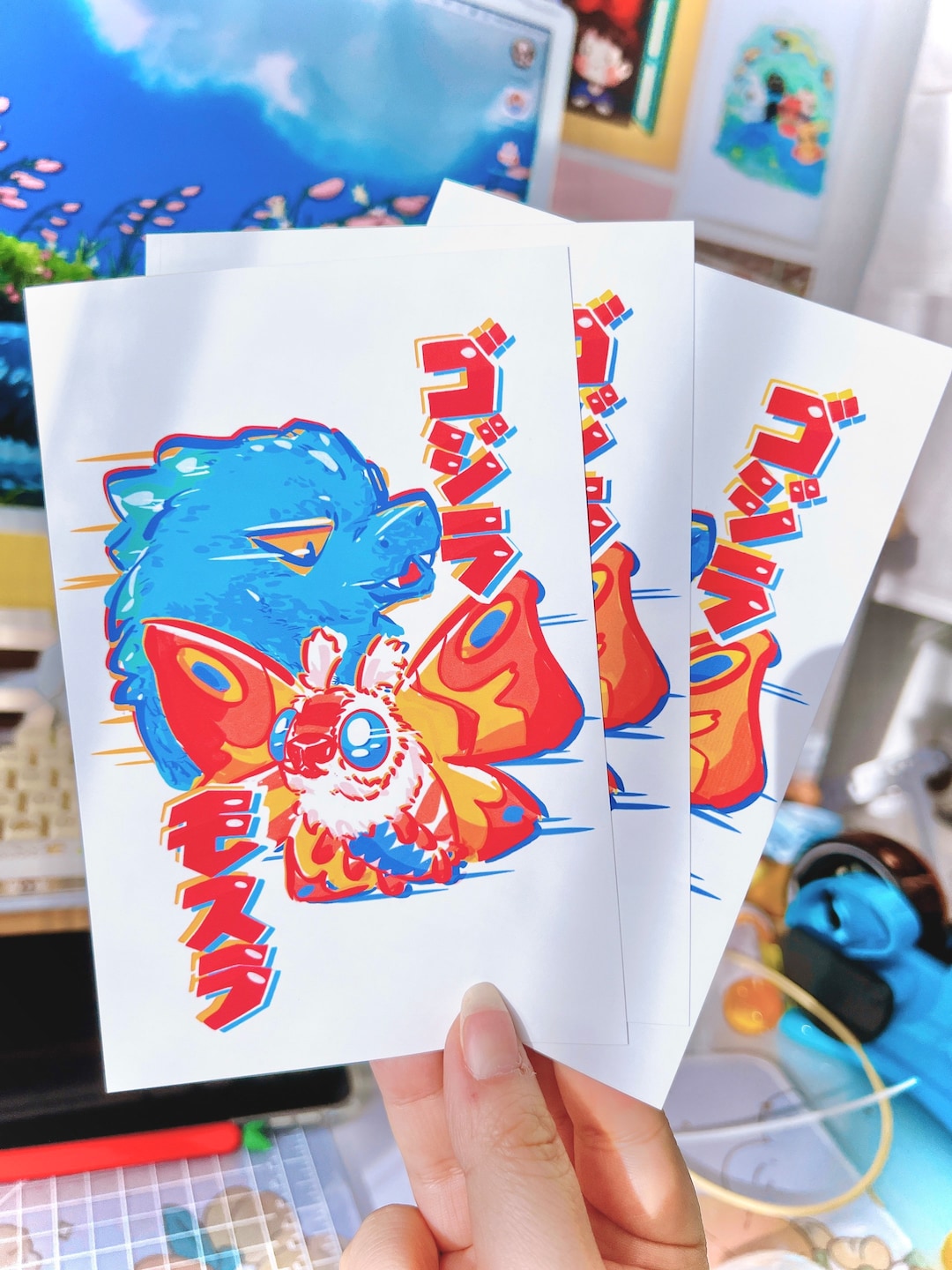 Kaiju Dinosaur Moth Chibi Japan Print - Etsy