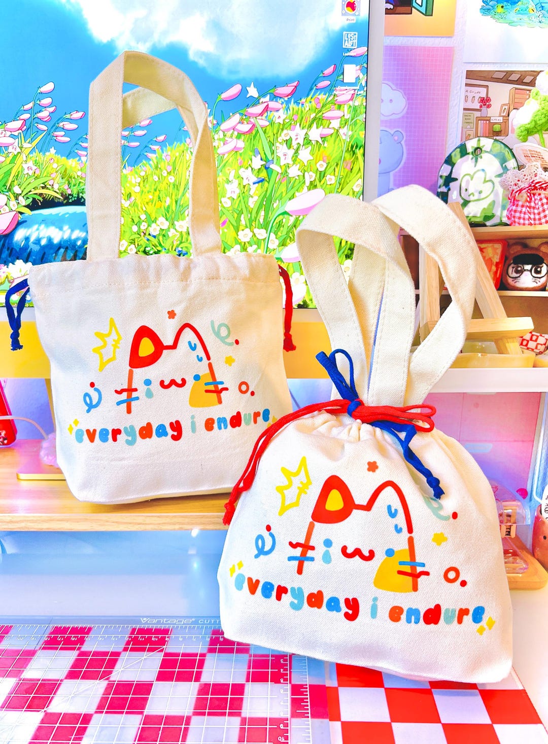 Kawaii Moofy Canvas Drawstring Tote Bag - Etsy