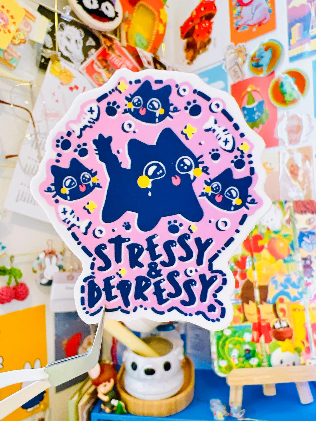 Funny Stressed Despressed Kitty Kitten Cat Sticker - Etsy