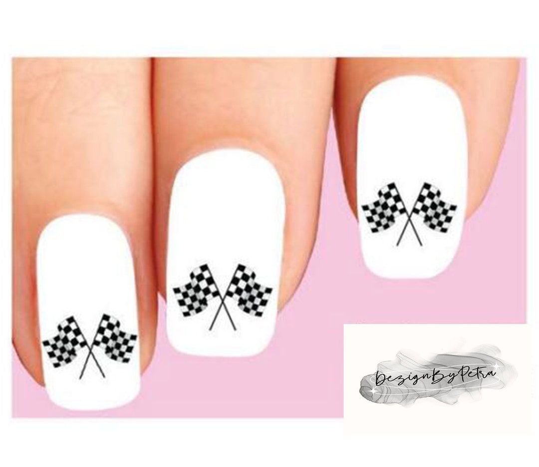 Nail Decals Checkered Car Racing Flags Nail Decals Nail - Etsy