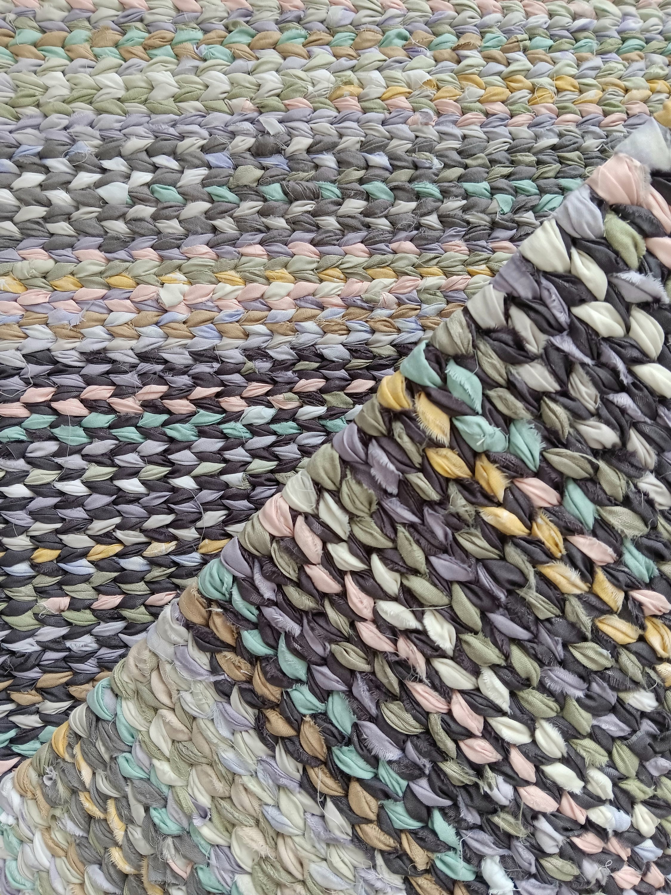 Handwoven Twined Rag Rug, 25"w X 37.5"l, Pastels and Grays, Upcycled ...