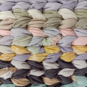 Handwoven Twined Rag Rug, 25"w X 37.5"l, Pastels and Grays, Upcycled ...