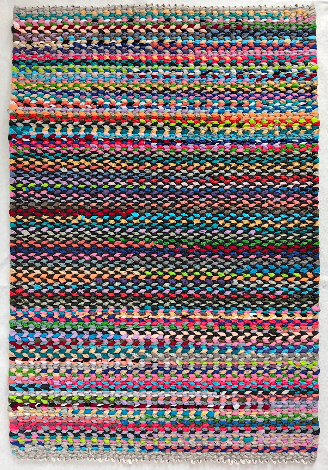 Handwoven Twined Rag Rug, 25"wide X 37"long, Multi-colored, Washable ...