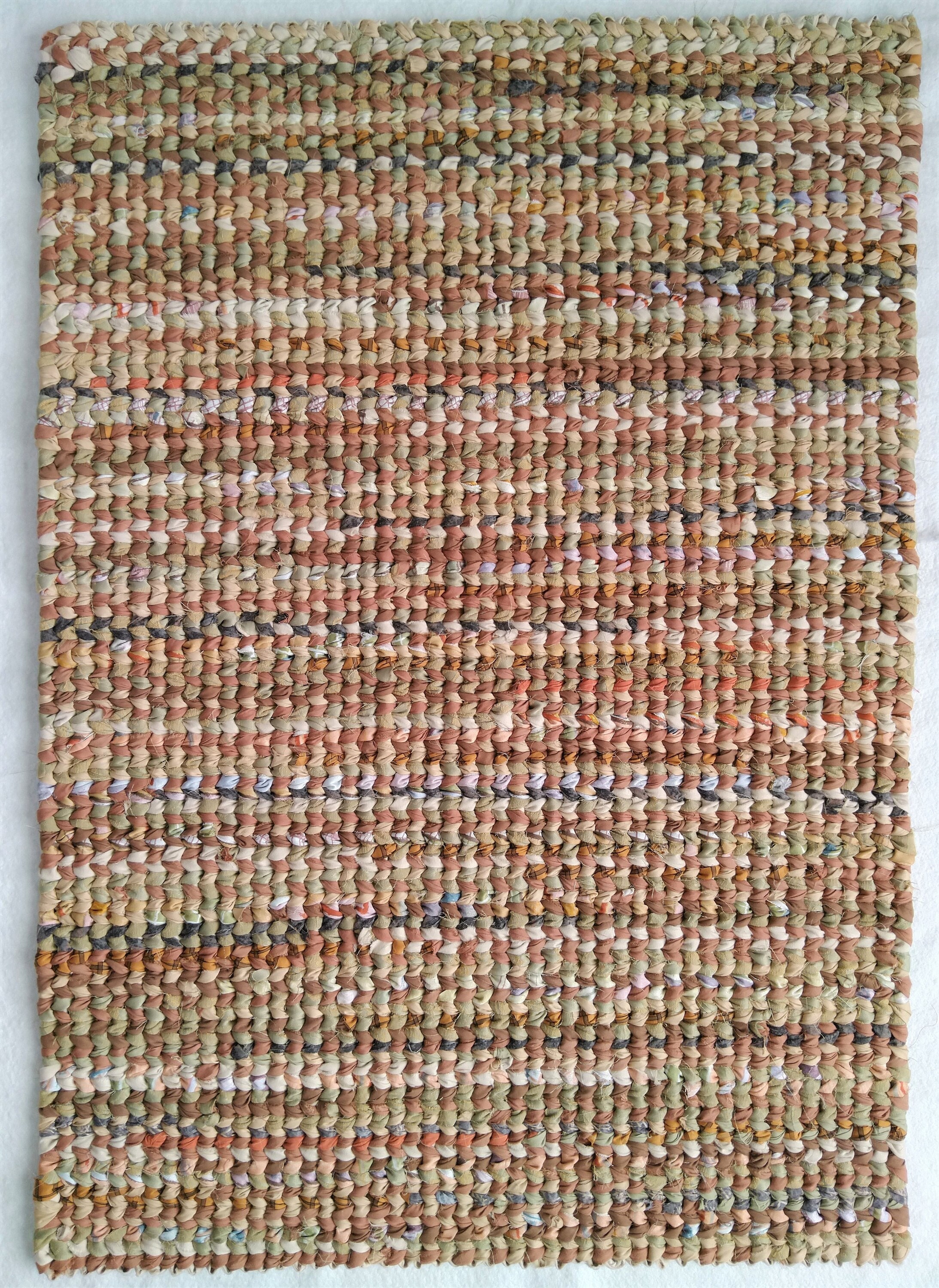 Handwoven Twined Rag Rug, 26 X 37, Brown, Cream, Sage Green - Etsy