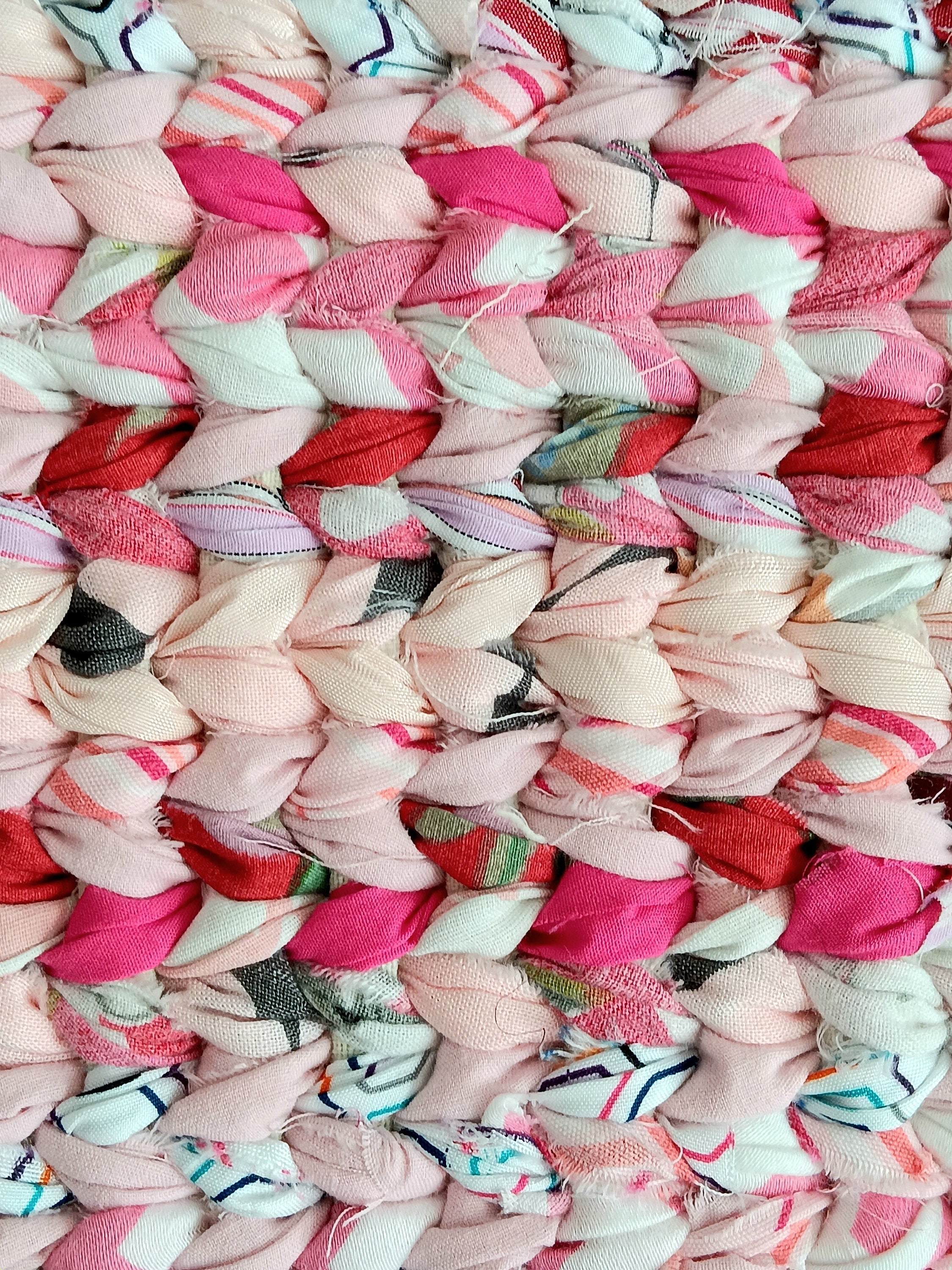 Handwoven Twined Rag Rug, Pink, 25 X 37, Washable, Reversible, Cotton ...