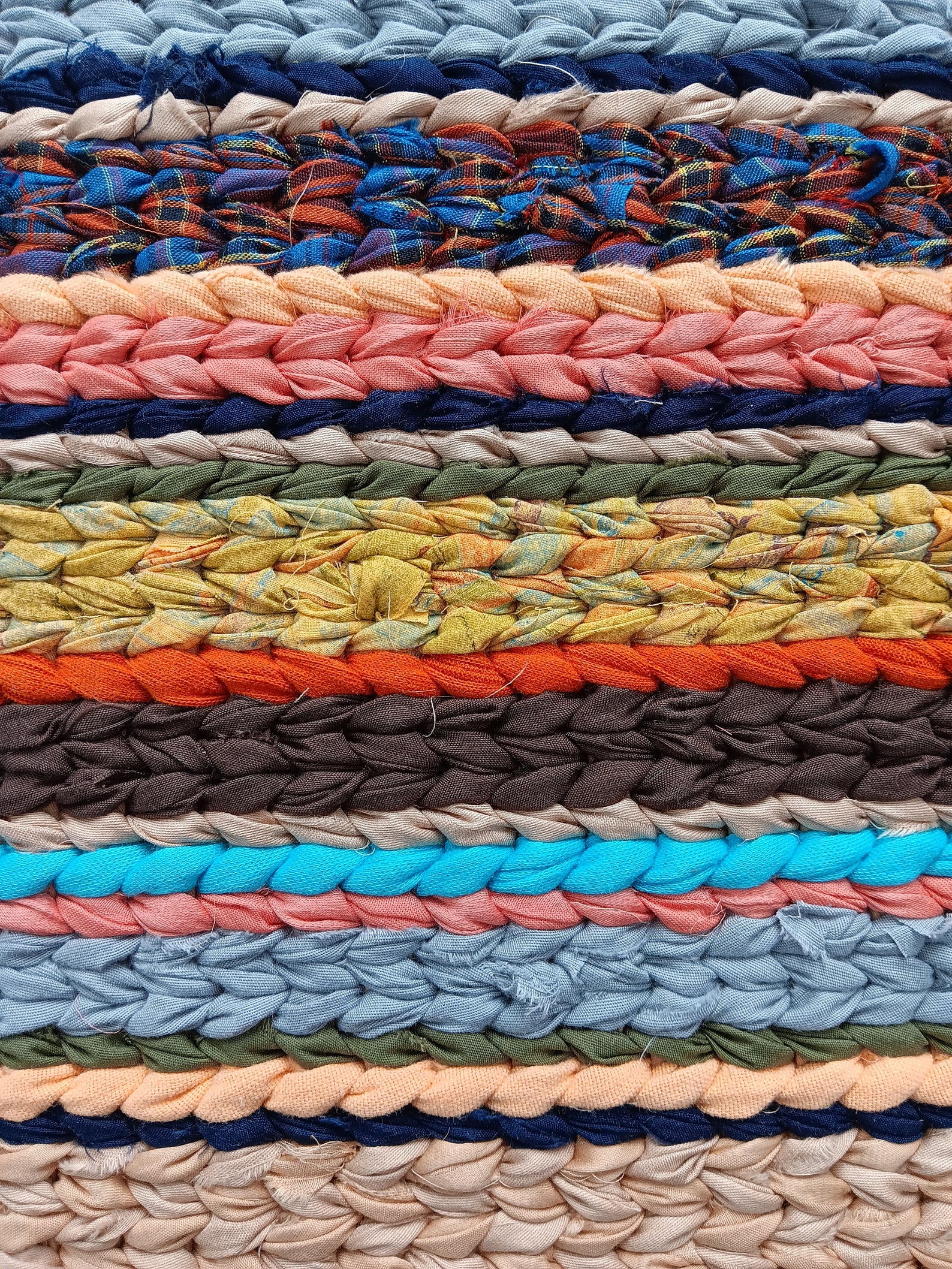 Handwoven Twined Rag Rug, 25 X 37, Multi-colored Southwestern Stripes ...