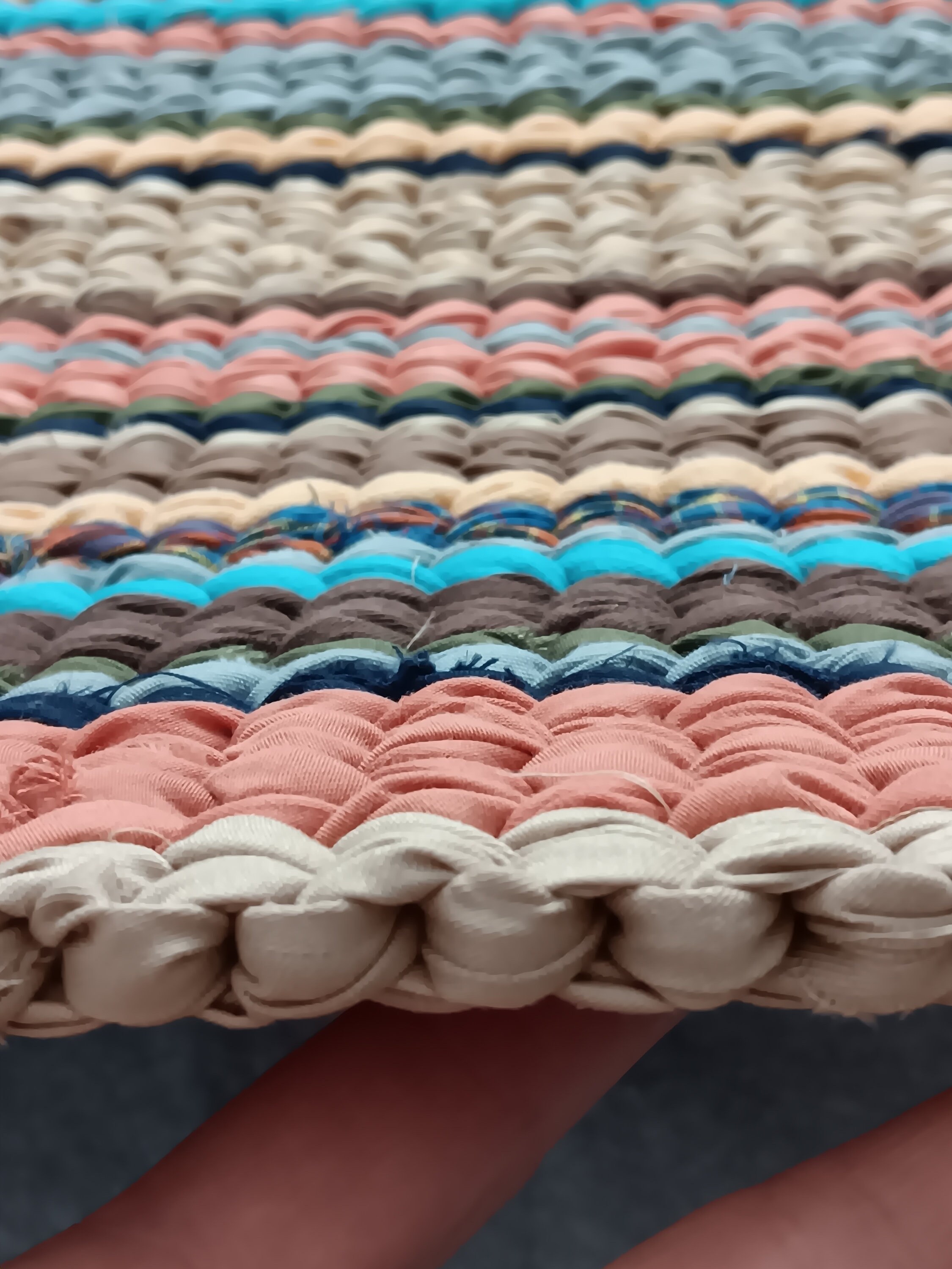 Handwoven Twined Rag Rug, 25 X 37, Multi-colored Southwestern Stripes ...